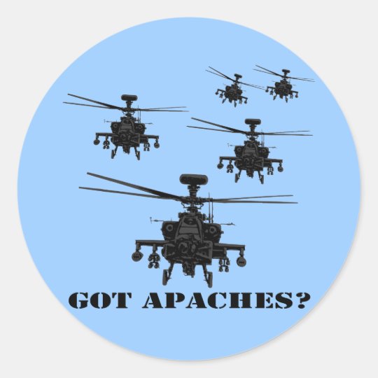 Awesome Apache helicopter Classic Round Sticker | Zazzle.com