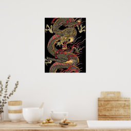 Awesome asian dragon poster | Zazzle