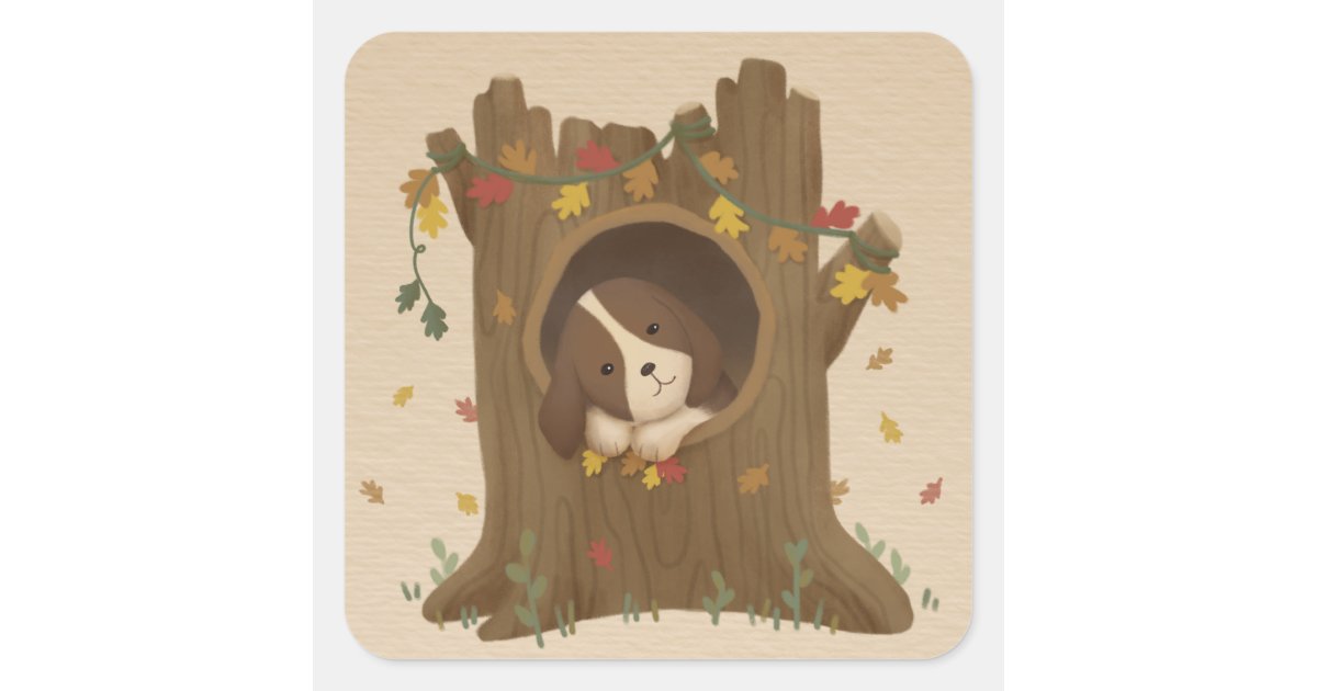 Awesome Autumn: Beagle Square Sticker | Zazzle