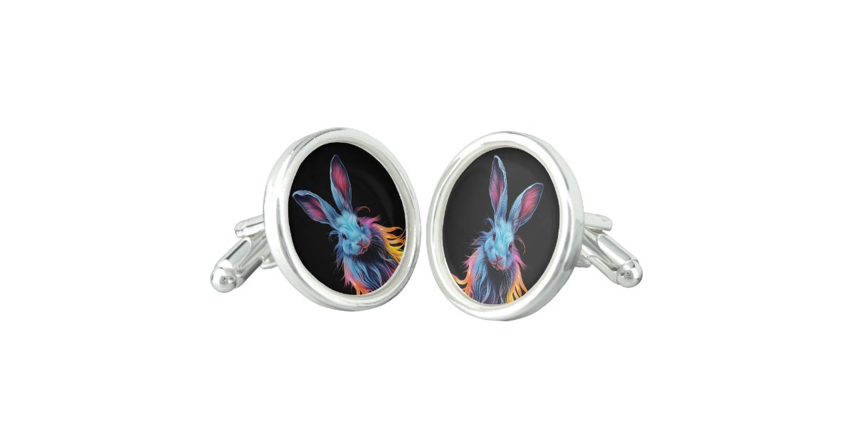 Awesome Blue Rabbit on Fire Cufflinks | Zazzle
