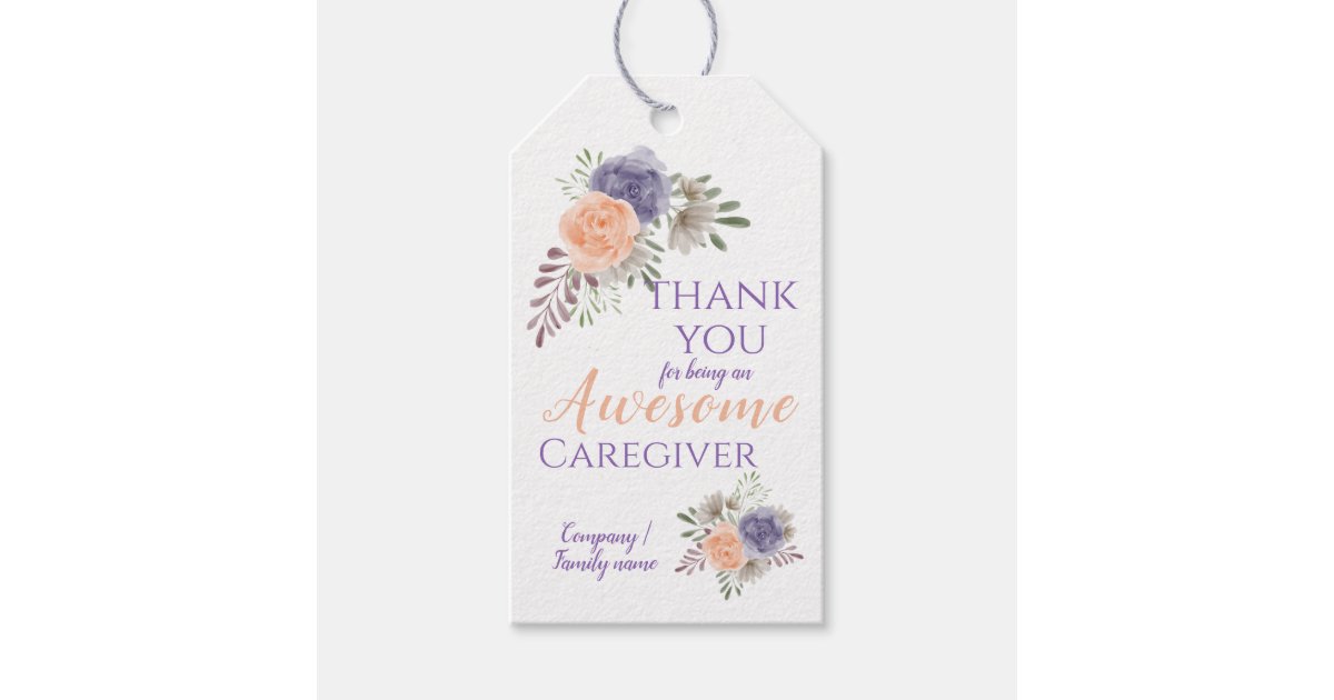 Awesome Caregiver Appreciation Floral Peony Gift Tags | Zazzle