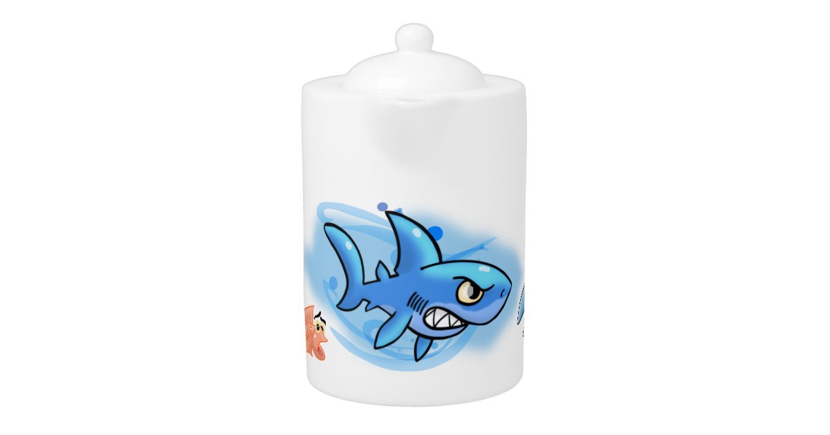 Awesome Cartoon Sharks Teapot | Zazzle