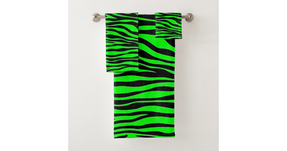 Awesome Color Combination Lime Green Zebra Bath Towel Set | Zazzle