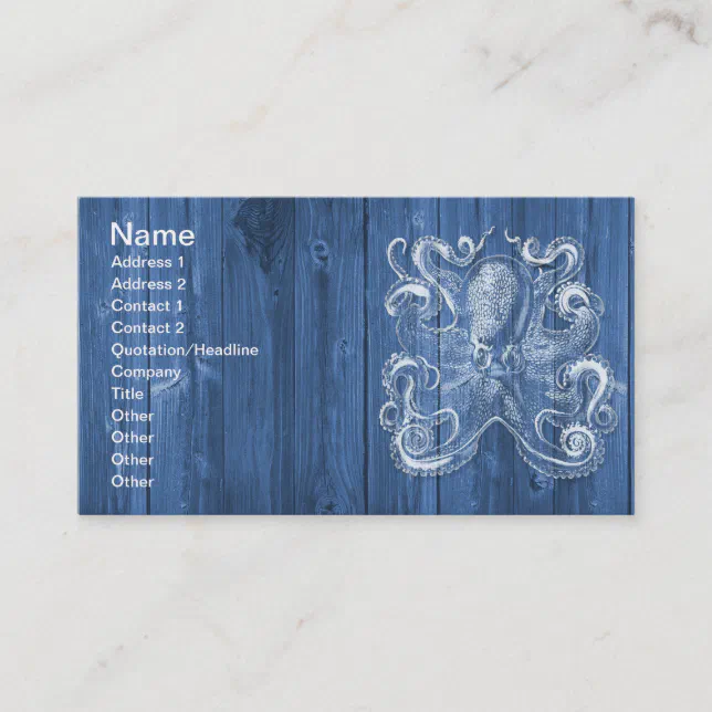 awesome cool Antique effect white octopus Business Card | Zazzle