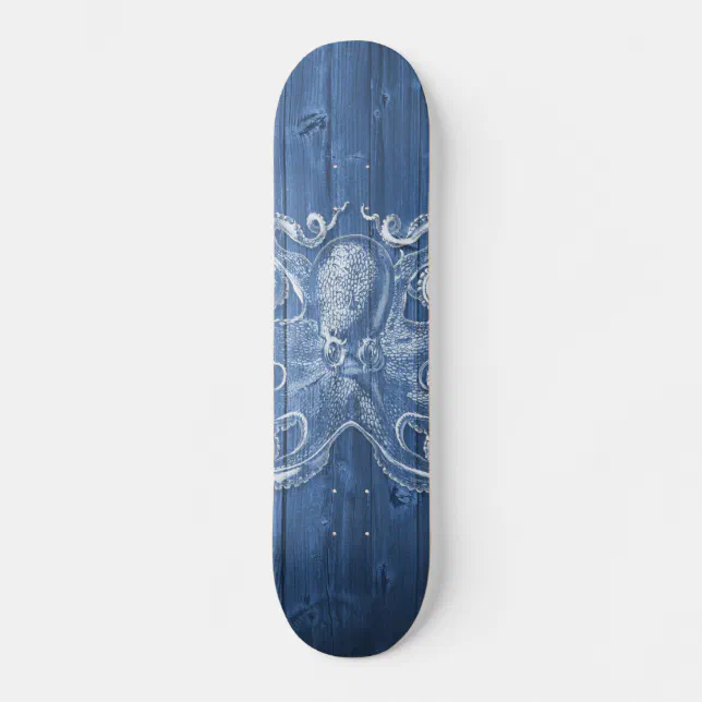 awesome cool Antique effect white octopus Skateboard Deck | Zazzle