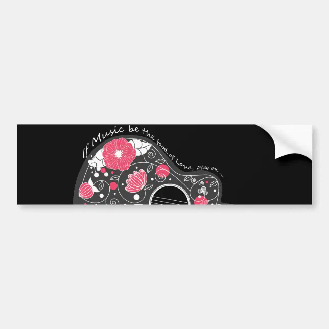Awesome cool cute trendy girly flowers guitar bumper sticker | Zazzle
