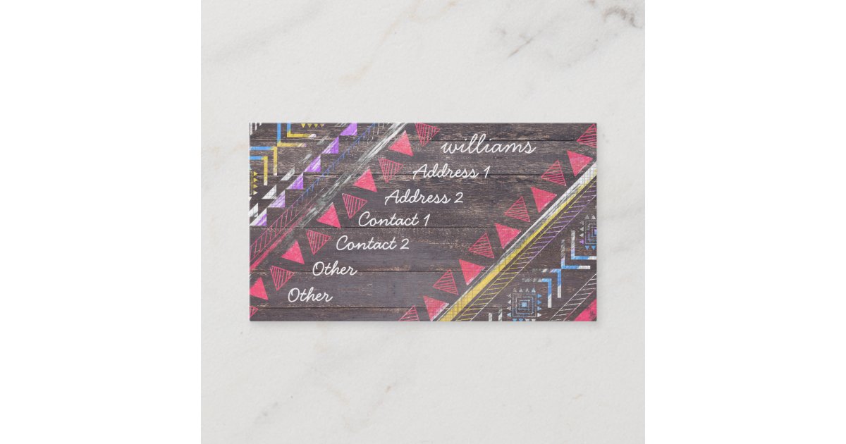 Awesome Cool trendy Aztec tribal Andes wood Business Card | Zazzle