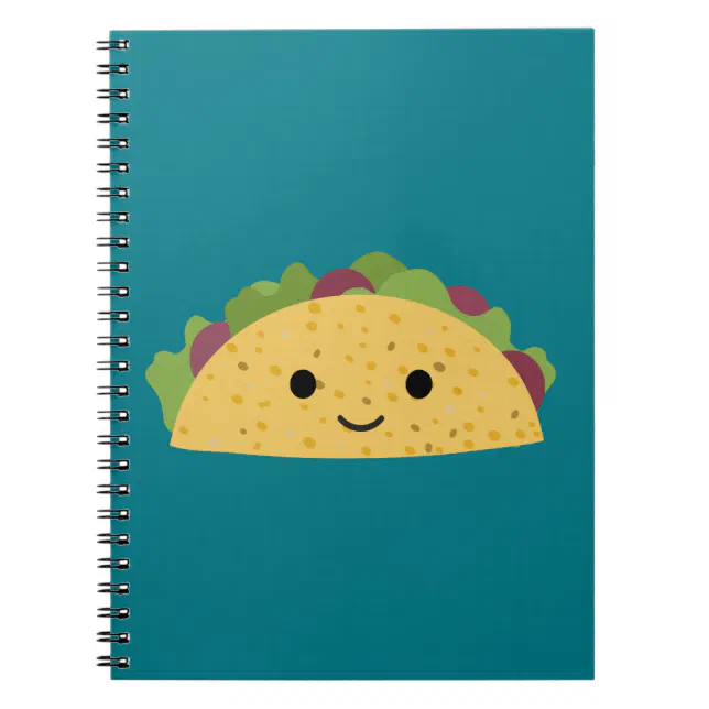 Awesome Cute Cartoon Kawaii Smiling Taco Notebook | Zazzle