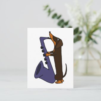 Awesome Dachshund Dog Playing Saxophone Postcard | Zazzle