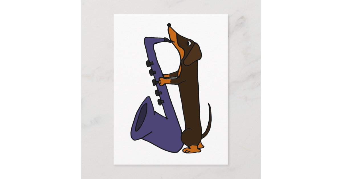 Awesome Dachshund Dog Playing Saxophone Postcard | Zazzle