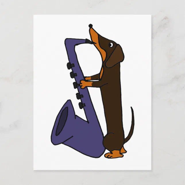Awesome Dachshund Dog Playing Saxophone Postcard | Zazzle