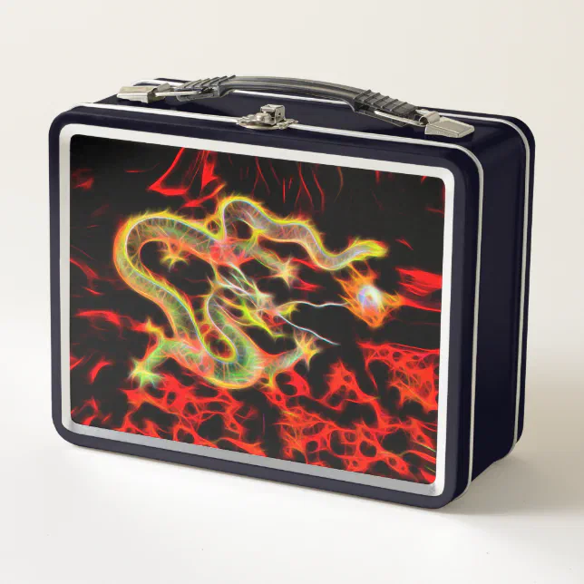 Awesome Dragon Fire on Lucky Energy Metal Lunch Box | Zazzle