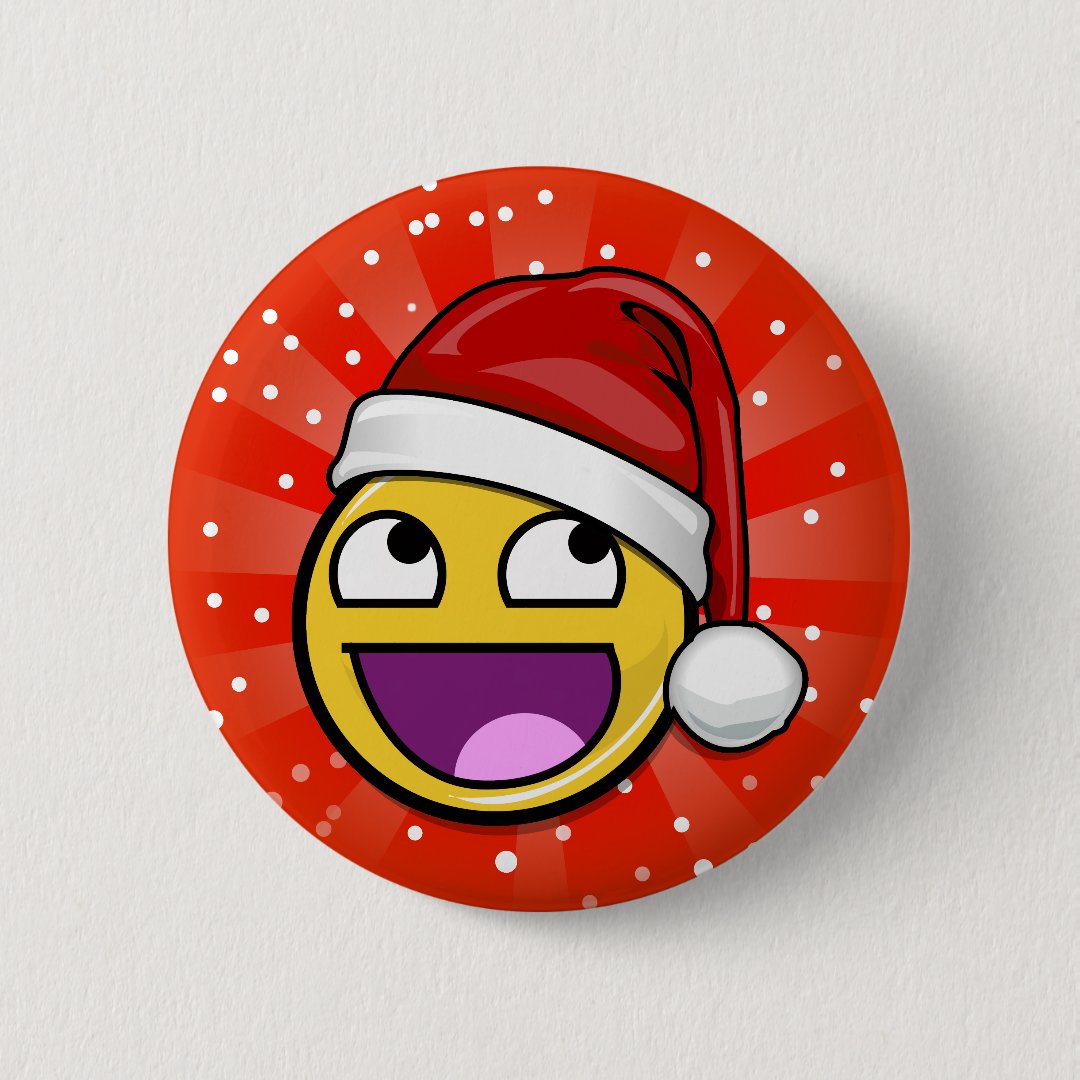 Awesome Face Christmas Santa Button | Zazzle