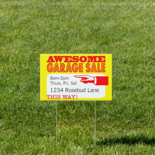 Awesome Garage Sale Sign | This Way, Over Here | Zazzle