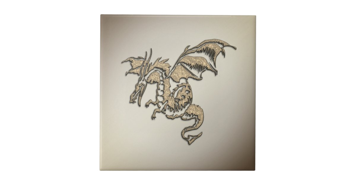 Awesome Golden Dragon Ceramic Tile | Zazzle