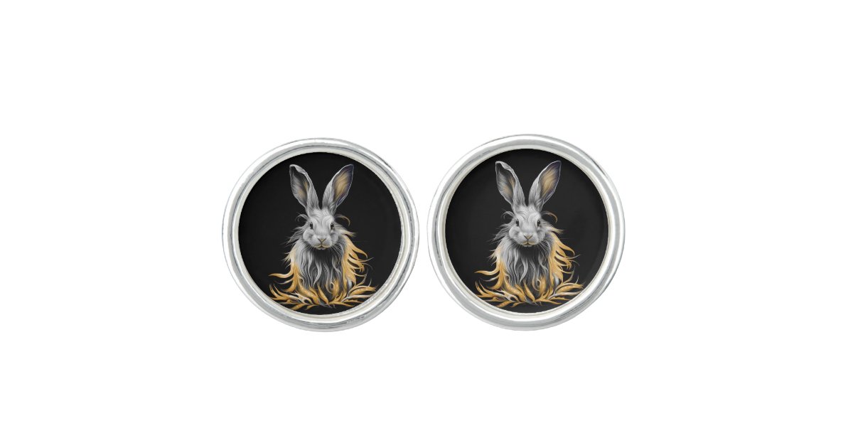 Awesome Gray Rabbit on Fire Cufflinks | Zazzle