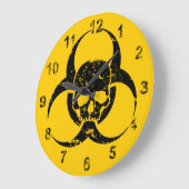 Awesome Grunge Biohazard Symbol and a skull Large Clock | Zazzle