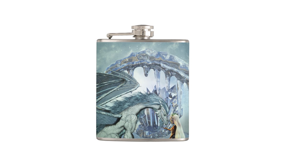 Awesome ice dragon flask | Zazzle