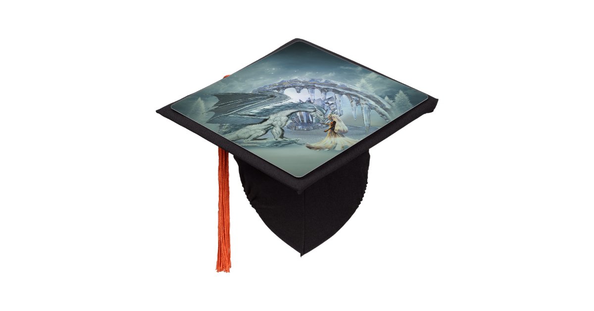 Awesome ice dragon graduation cap topper | Zazzle