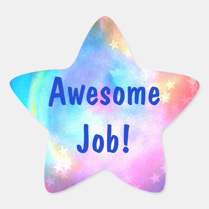 Awesome Job Rainbow Star Multi Color Star Sticker | Zazzle