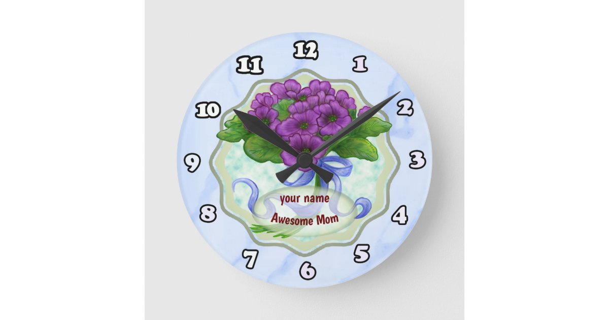Awesome Mom Bouquet clock | Zazzle