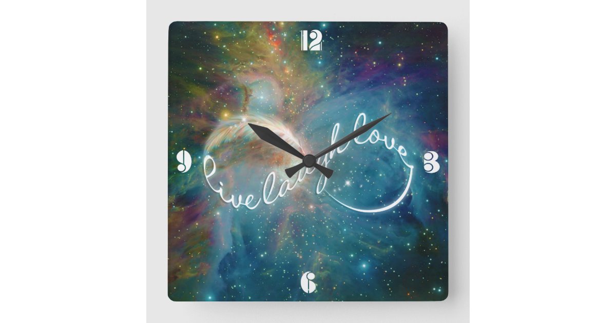 Awesome mystic "Live Laugh Love" infinity symbol Square Wall Clock | Zazzle