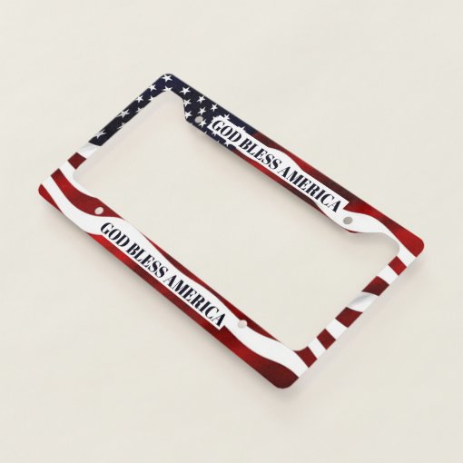 Awesome Patriotic American Flag God Bless America License Plate Frame ...