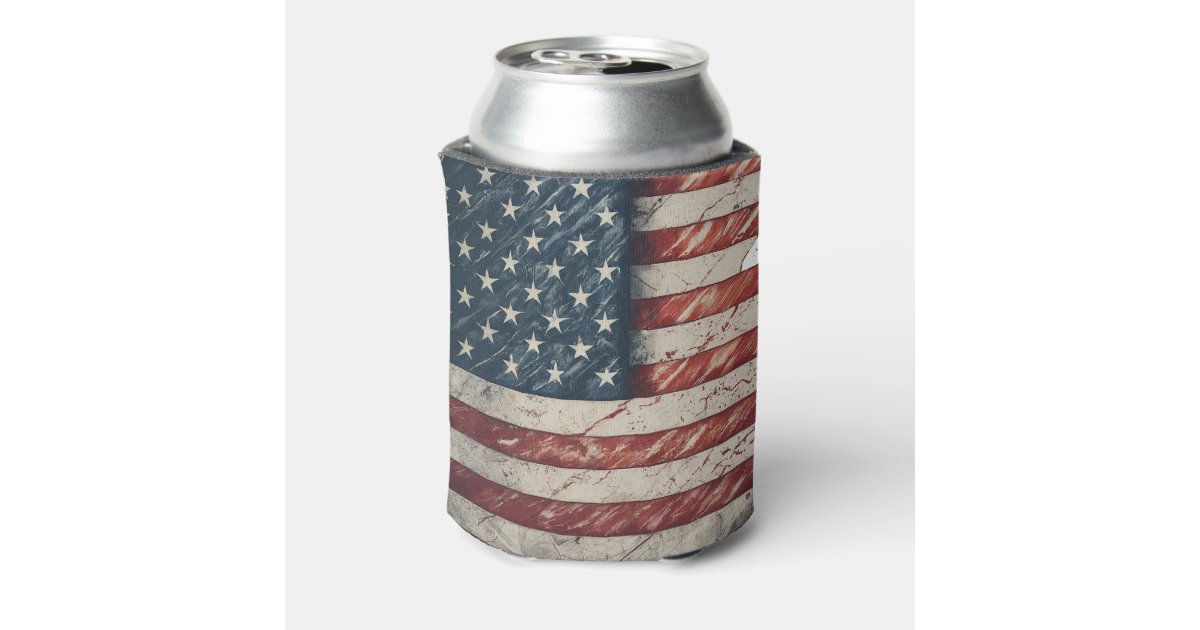Awesome Patriotic Distressed American flag Can Cooler | Zazzle
