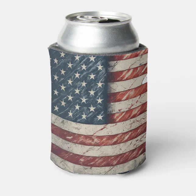 Awesome Patriotic Distressed American flag Can Cooler | Zazzle