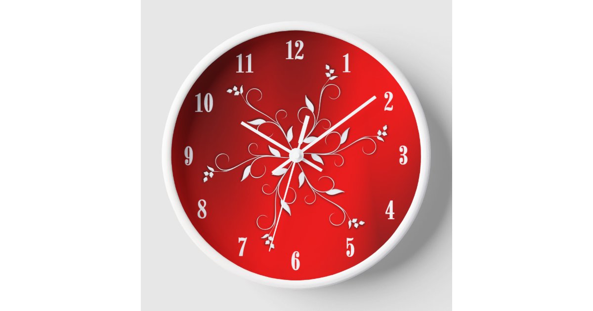 Awesome Red White Numbers Accent Clock | Zazzle