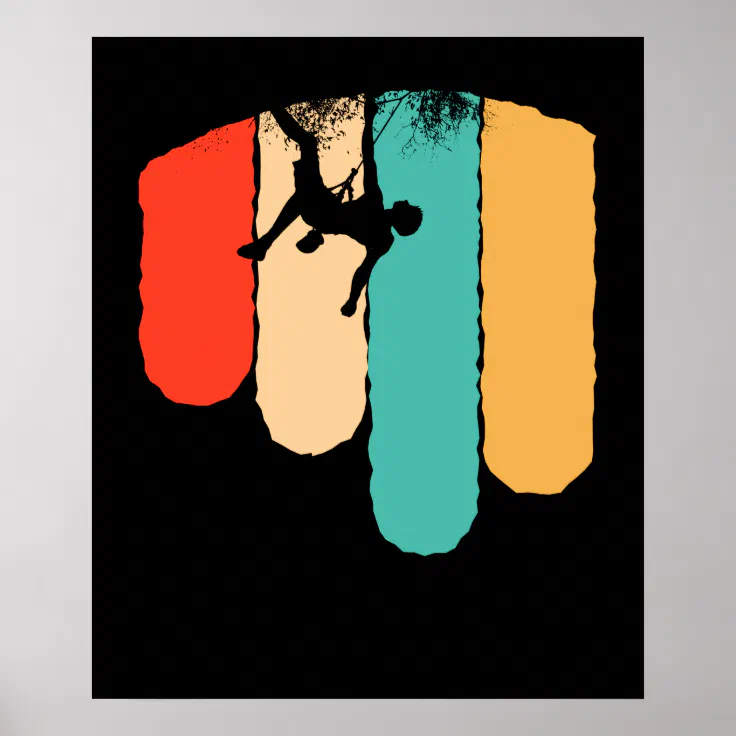 Awesome Rock Climbing Retro Mountain Climber Hiker Poster | Zazzle