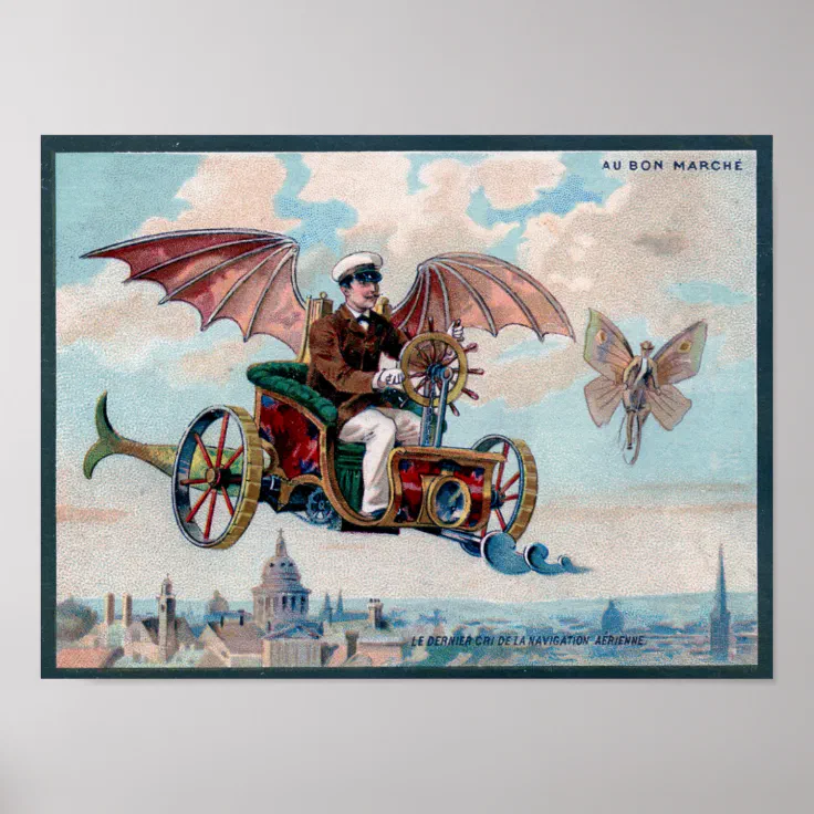 Awesome Steampunk Flying Car Poster | Zazzle