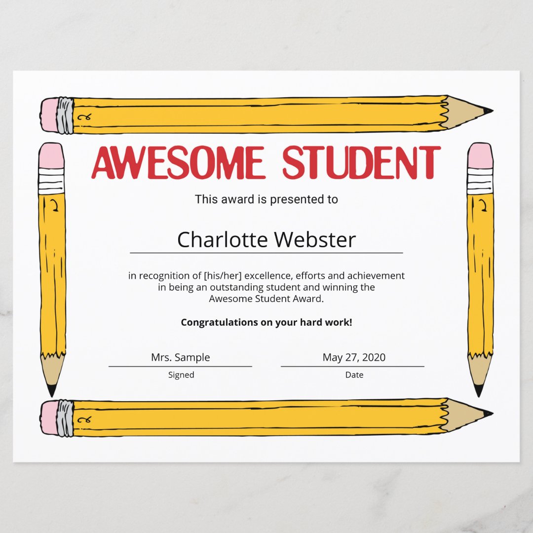 Awesome Student Student Recognition Certificates | Zazzle