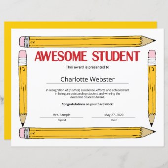 Awesome Student Student Recognition Certificates | Zazzle