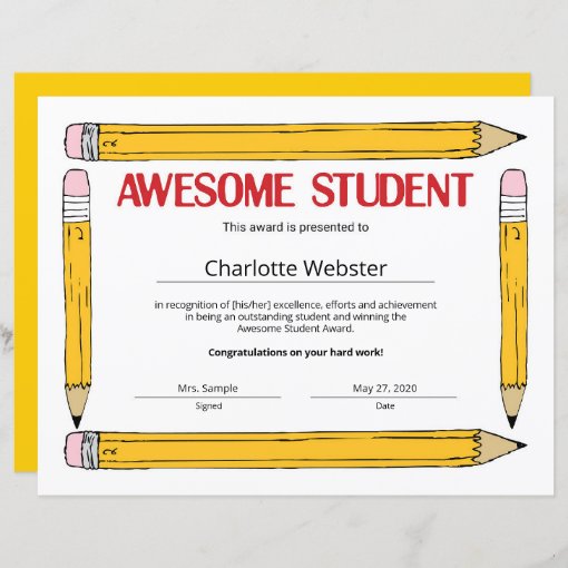 Awesome Student Student Recognition Certificates | Zazzle