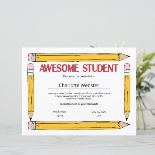 Awesome Student Student Recognition Certificates | Zazzle
