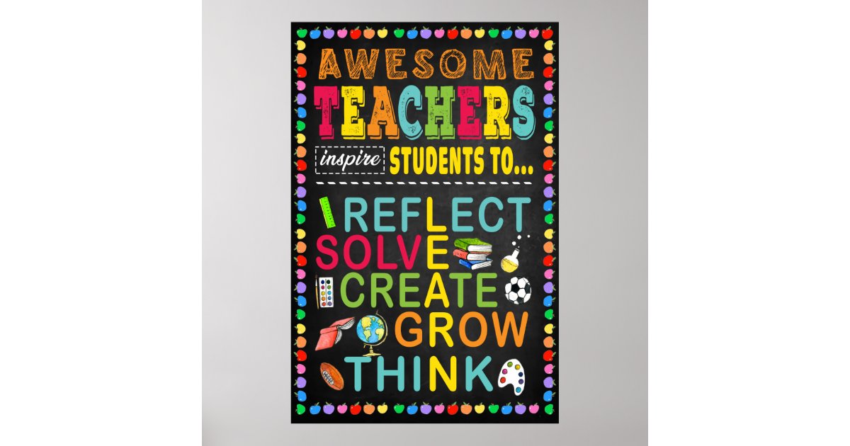 Awesome Teacher Inspire Student Classroom Poster | Zazzle