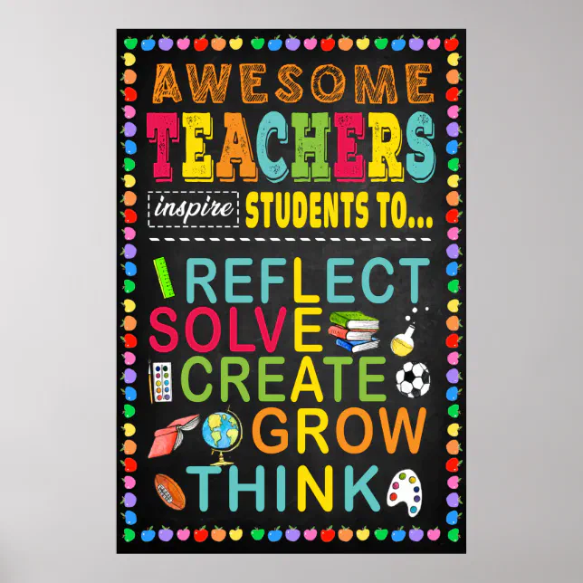 Awesome Teacher Inspire Student Classroom Poster | Zazzle