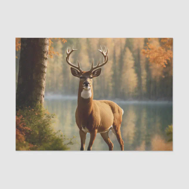 Awesome Twelve Point Buck in Autumn Waters Tissue Paper | Zazzle