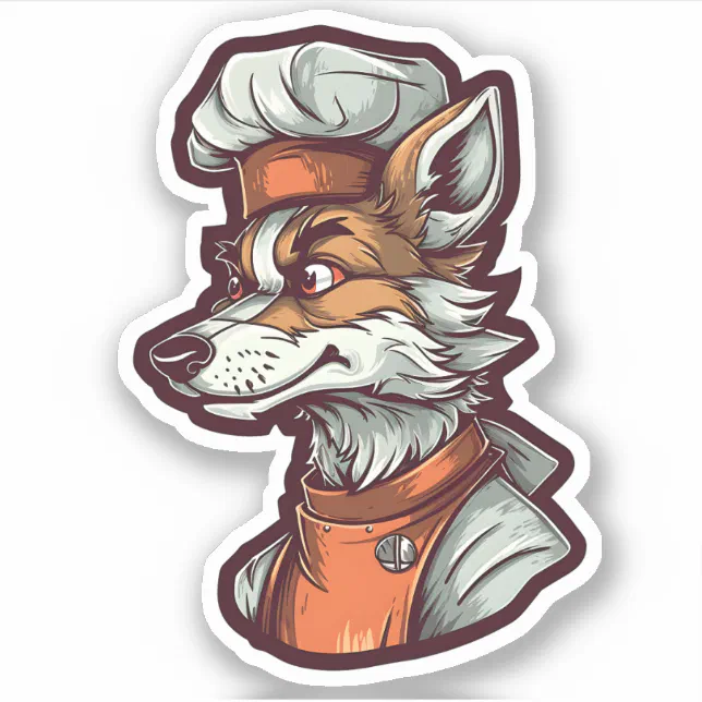 Awesome Wolf Chef Adorable Animal Graphic Sticker | Zazzle