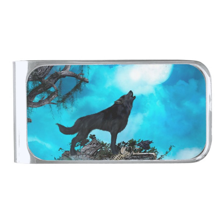 Awesome wolf silver finish money clip | Zazzle