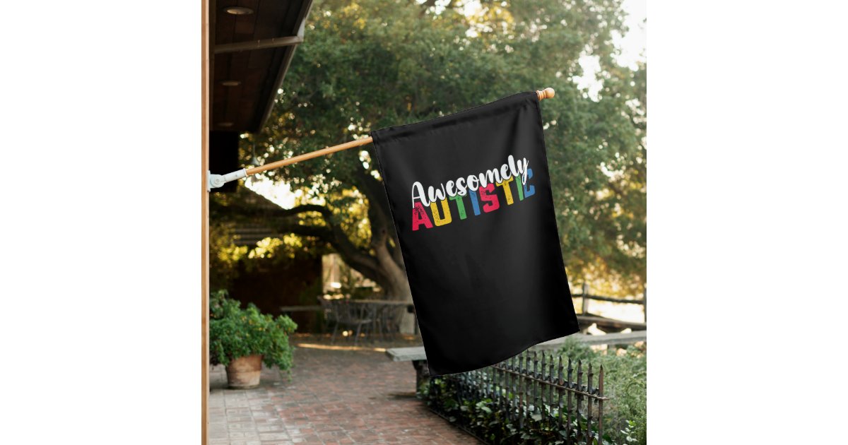 Awesomely Autistic Autism Biy Girl Family House Flag | Zazzle