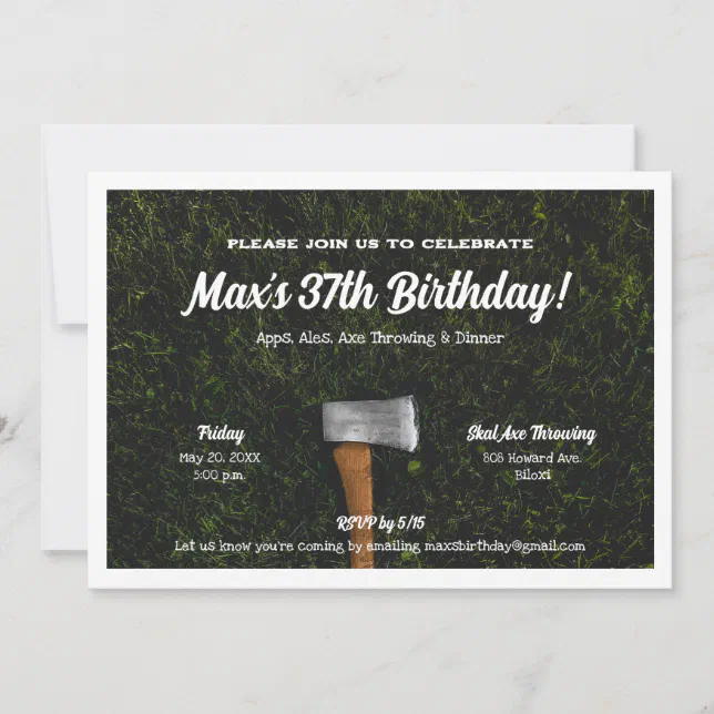 Axe Throwing Birthday Party Invitation | Zazzle