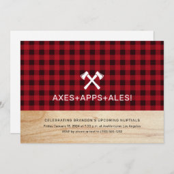 Axe Throwing Buffalo Plaid Party Invitation | Zazzle