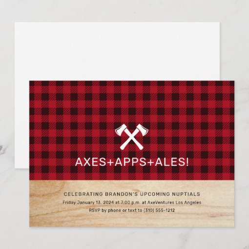Axe Throwing Buffalo Plaid Party Invitation | Zazzle