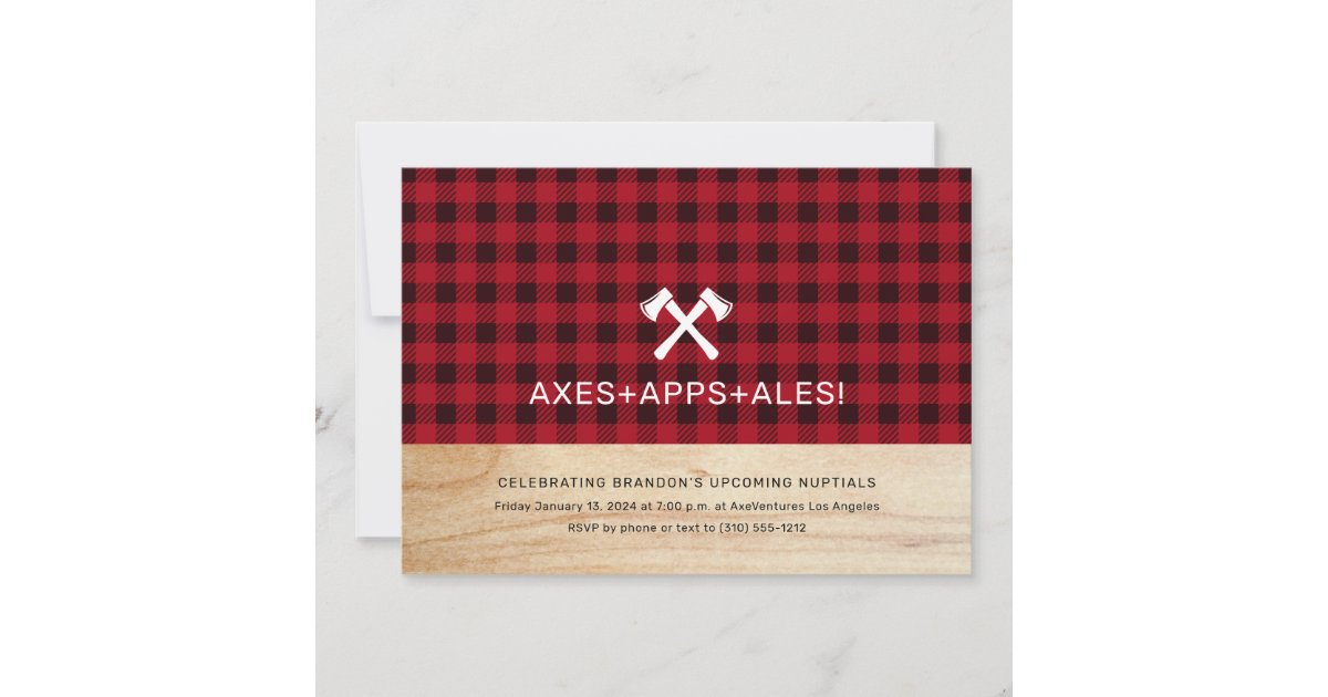 Axe Throwing Buffalo Plaid Party Invitation | Zazzle