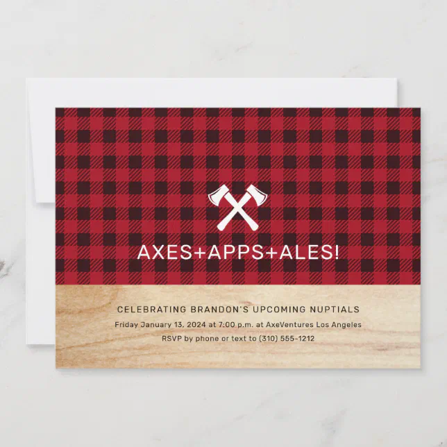Axe Throwing Buffalo Plaid Party Invitation | Zazzle