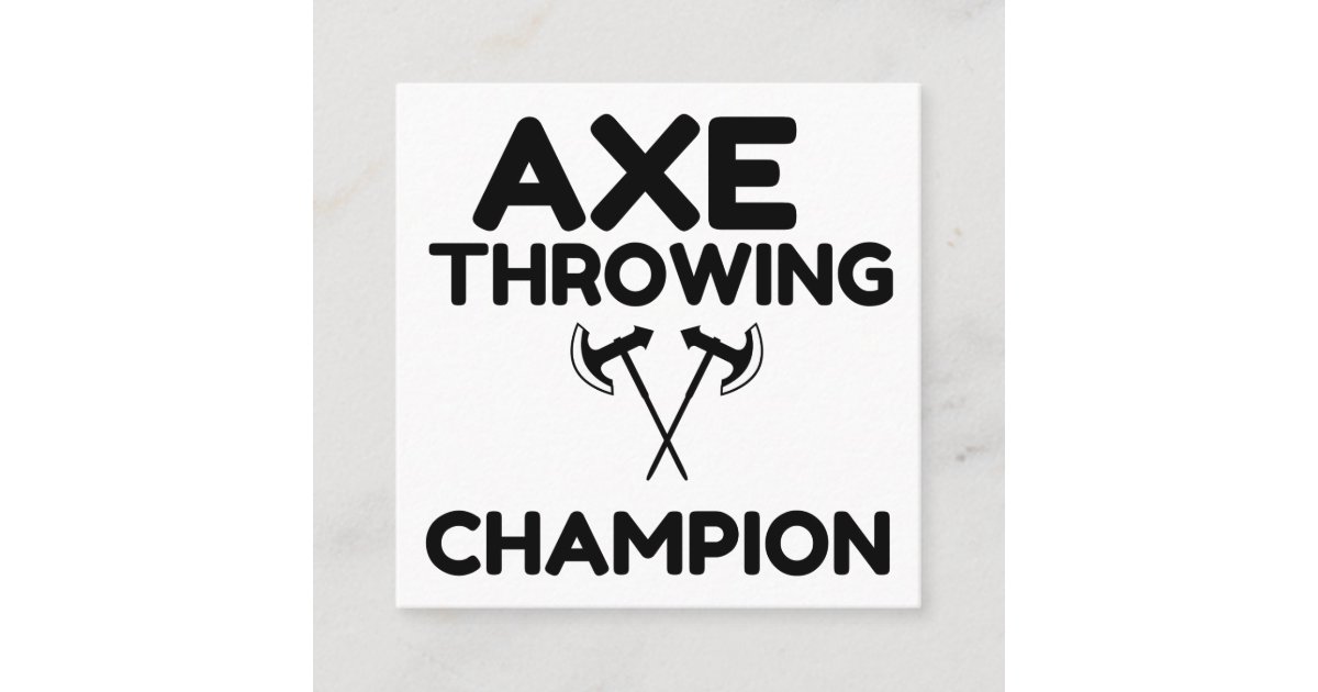 AXE THROWING CHAMPION SQUARE BUSINESS CARD | Zazzle