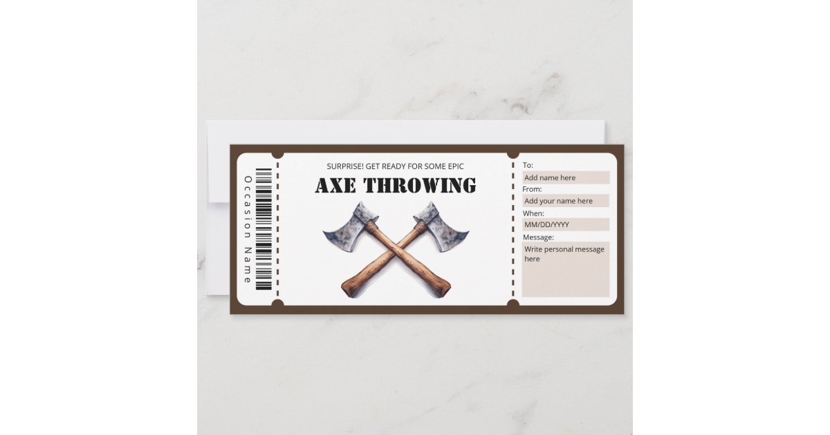 Axe Throwing Gift Certificate Invitation | Zazzle