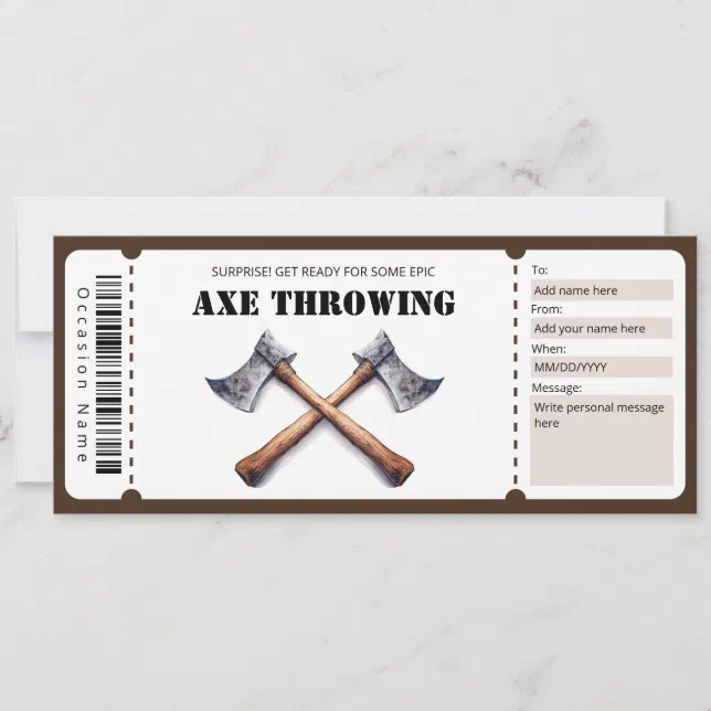 Axe Throwing Gift Certificate Invitation | Zazzle